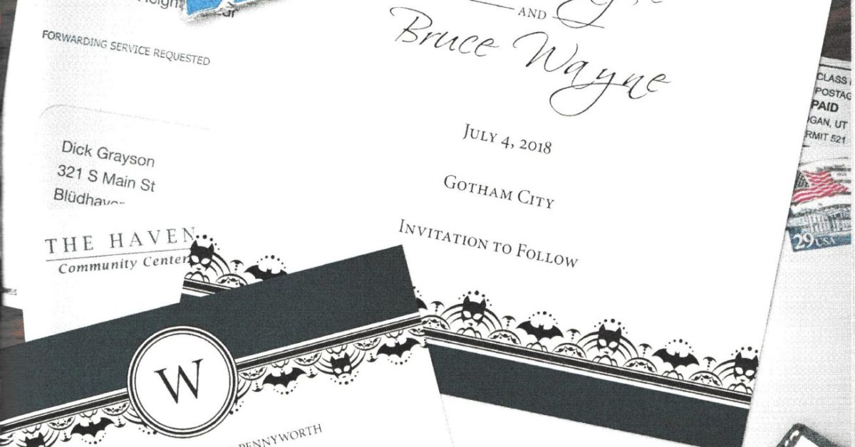 Nightwing's Invite to the Batman/Catwoman Wedding
