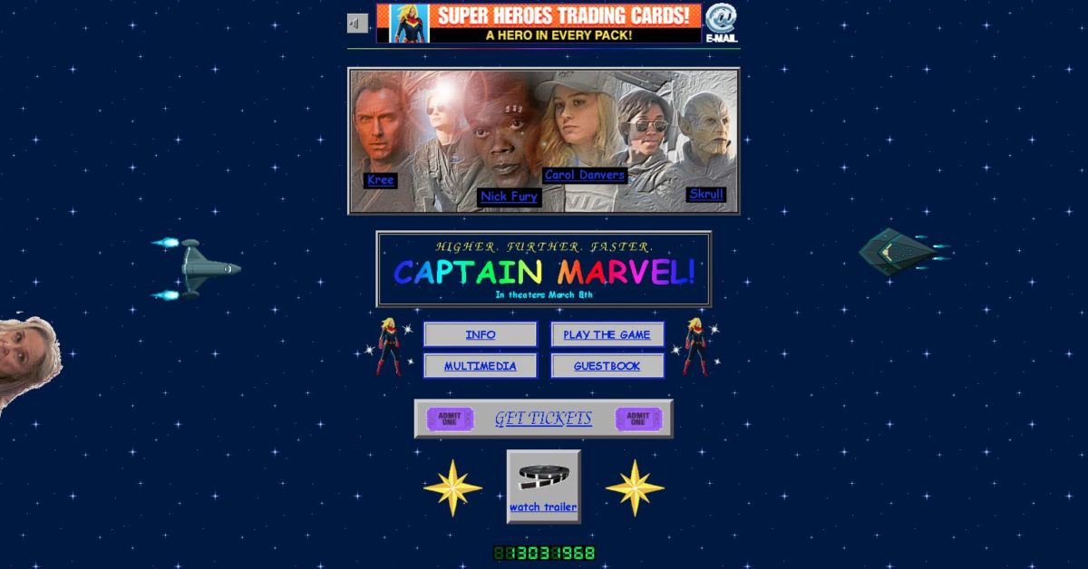 'Captain Marvel' Website Echos Angelfire and Geocities in 90's Style