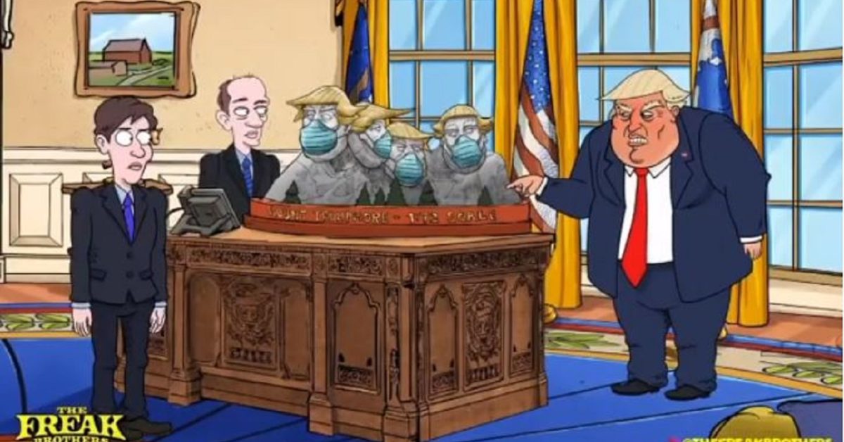 The Freak Brothers Clip Finds A Way to Get a Mask on Donald Trump