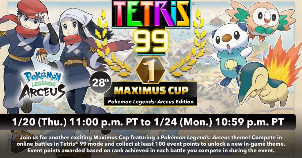 Pokémon Legends: Arceus Becomes Latest Tetris 99 Maximus Cup Focus