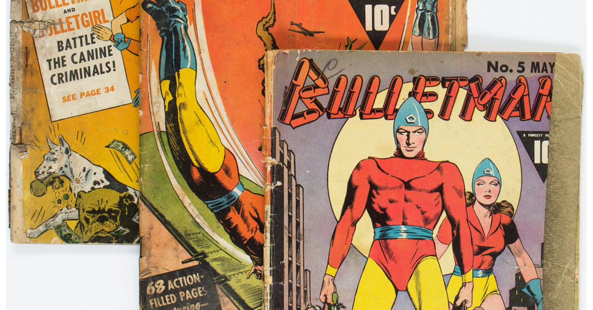 3 Bulletman Comics From 1942, Currently WIth $3 Bid At Auction Today
