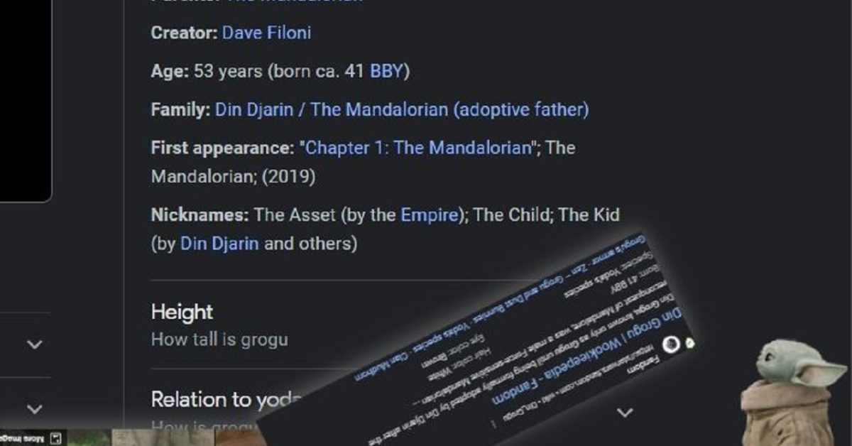 The Mandalorian: Let Grogu Go Anakin on Your Google Search Page