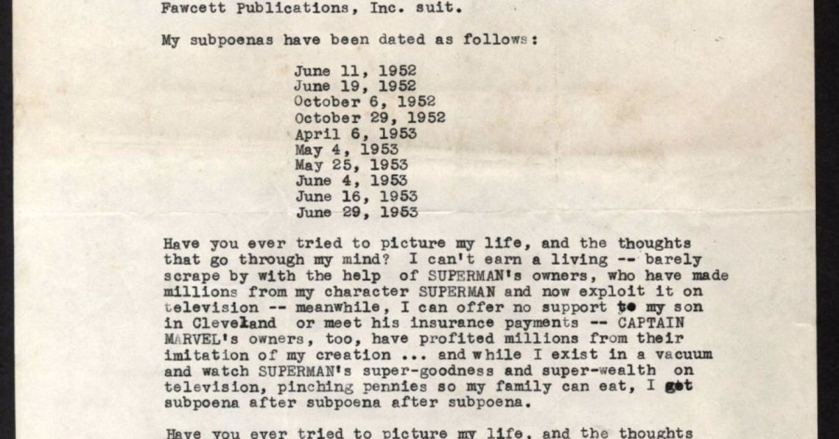 When Jerry Siegel Made Threats Over Captain Marvel & Superman Lawsuit