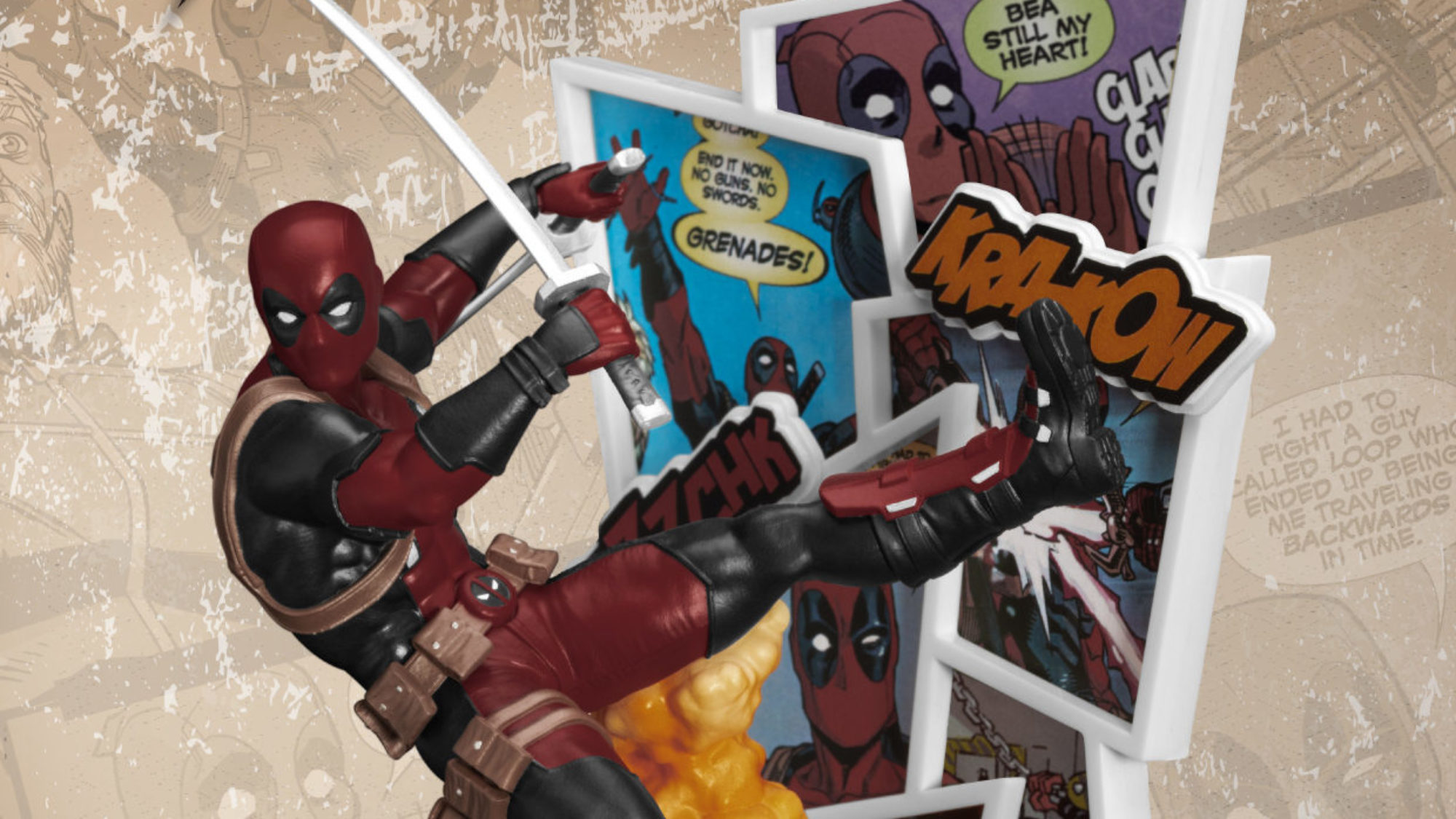 Deadpool Slices and Dices with His New Statue from Beast Kingdom