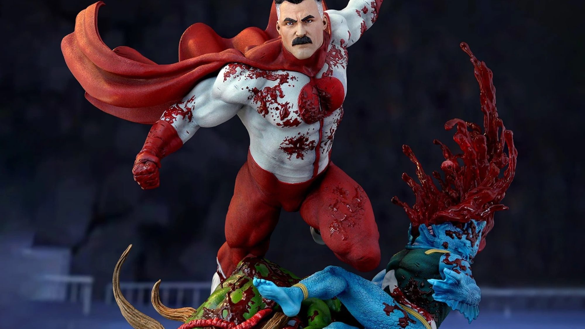 Kinetiquettes Debuts New Bloody Invincible Statue Featuring Omni-Man