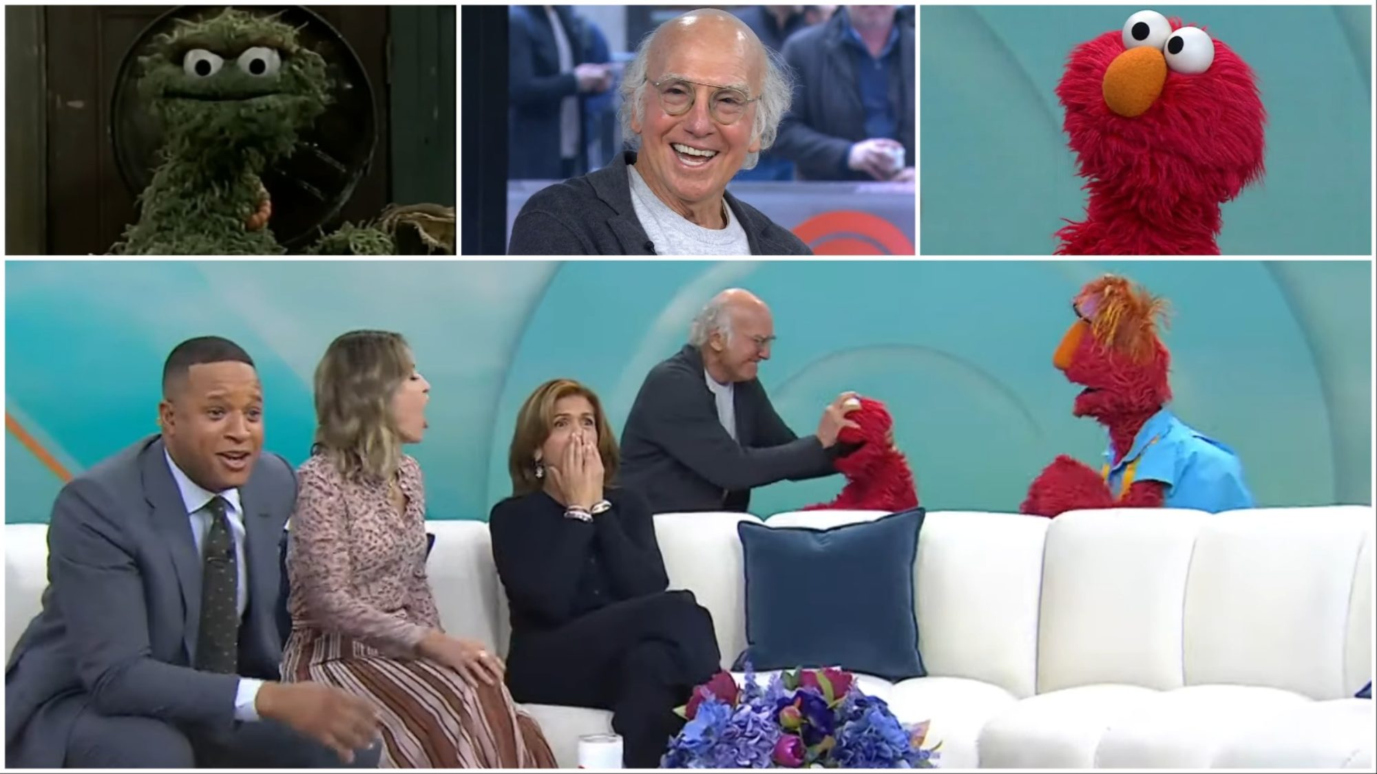 Larry David Puts Hands on Elmo, Needs Oscar the Grouch Visit (VIDEO)