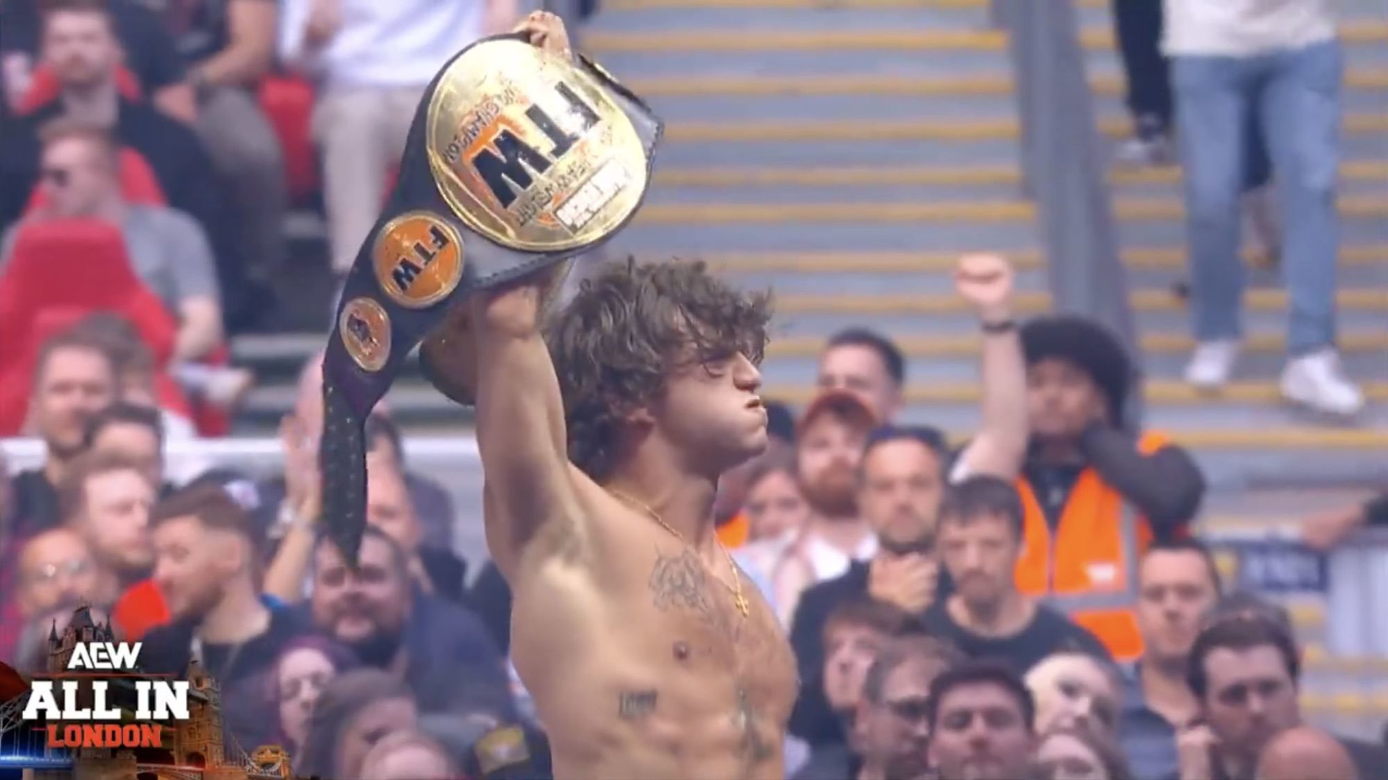 New FTW Champ HOOK Chokes Out Jericho, Taz Joins in at AEW All In