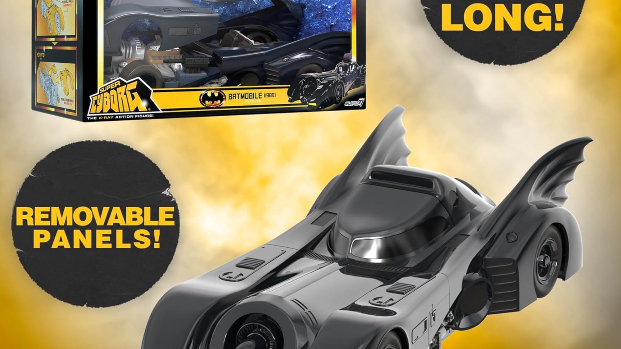 Super7 Arrives in Gotham with New Super Cyborg Batman 89’ Batmobile