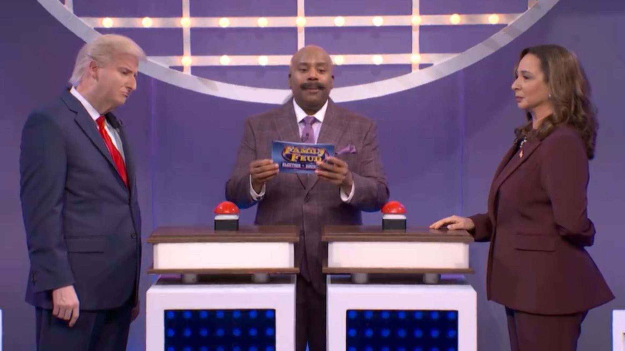 SNL 50 Cold Open: Family Feud Sees Team Harris vs. Team Trump