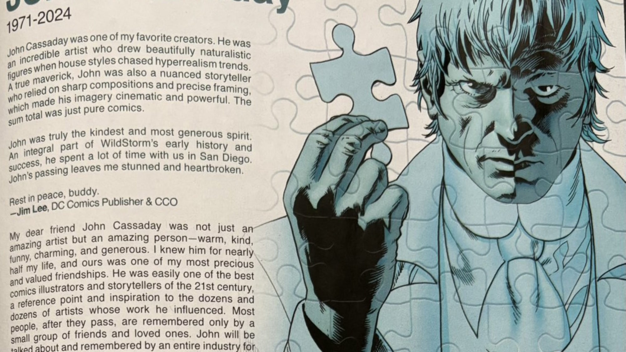 DC Comics Run Memorial Page For John Cassaday In Their Titles