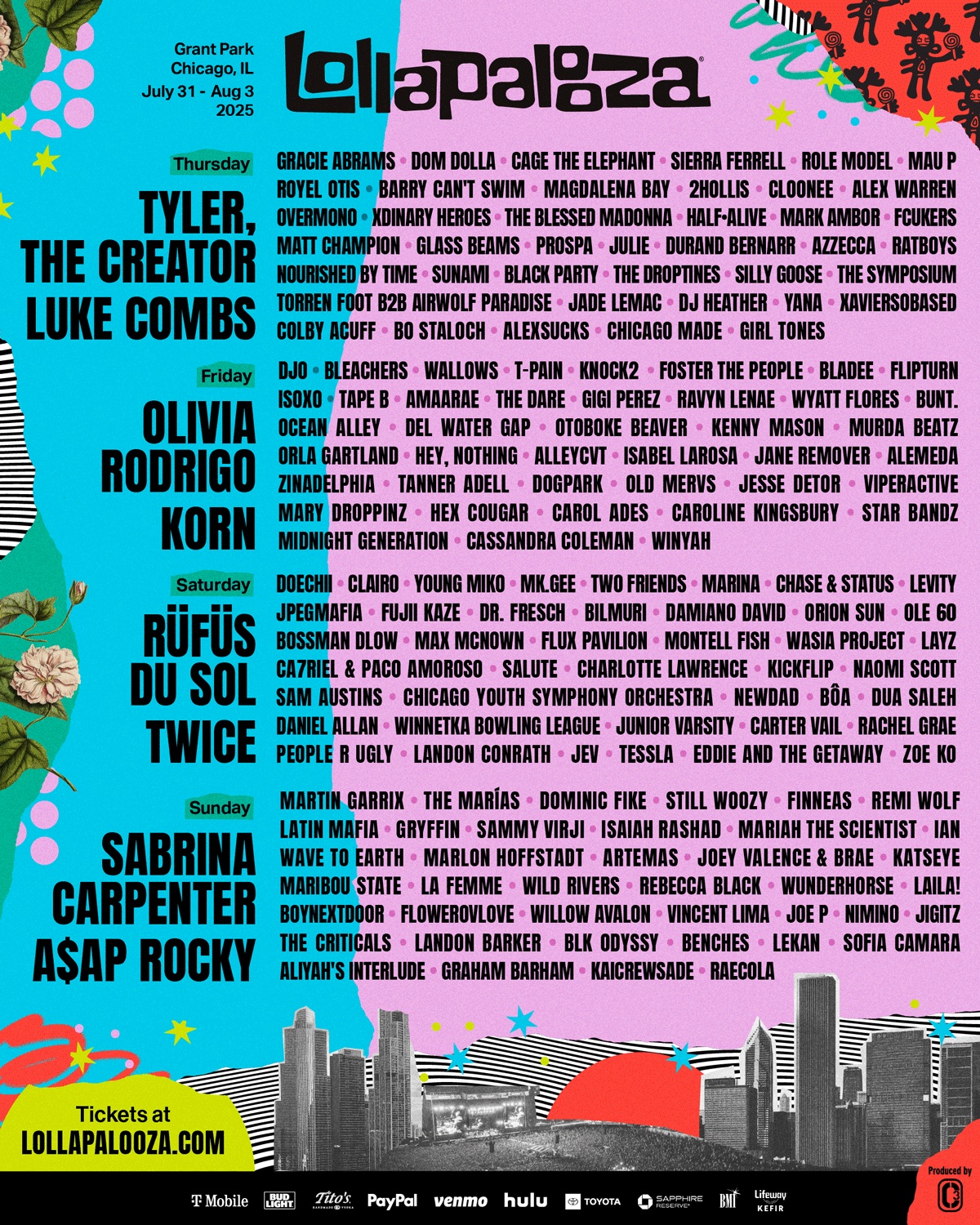 Lollapalooza 2025 Day 2 Viewing Guide: Olivia Rodrigo, Korn & More