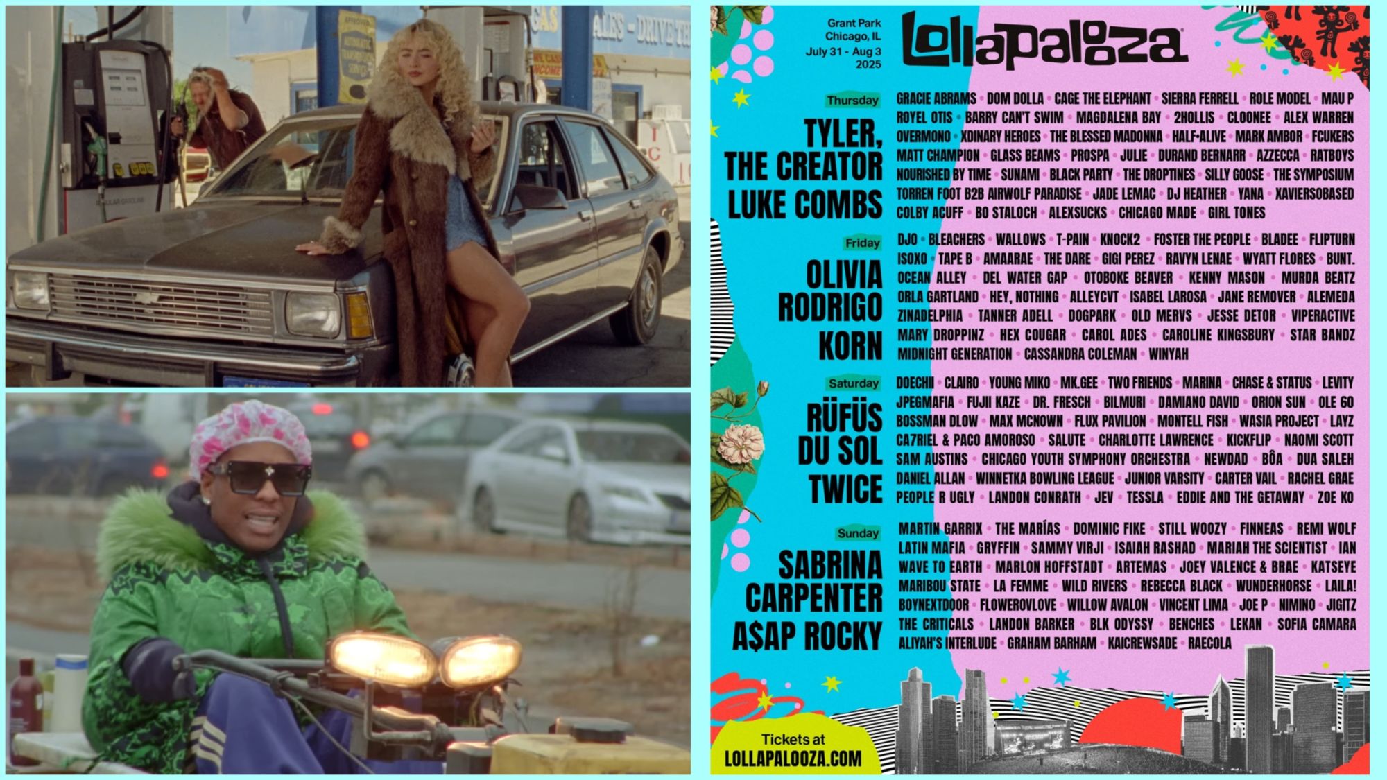 Lollapalooza 2025 Day 4 Preview: Sabrina Carpenter, A$AP Rocky & More