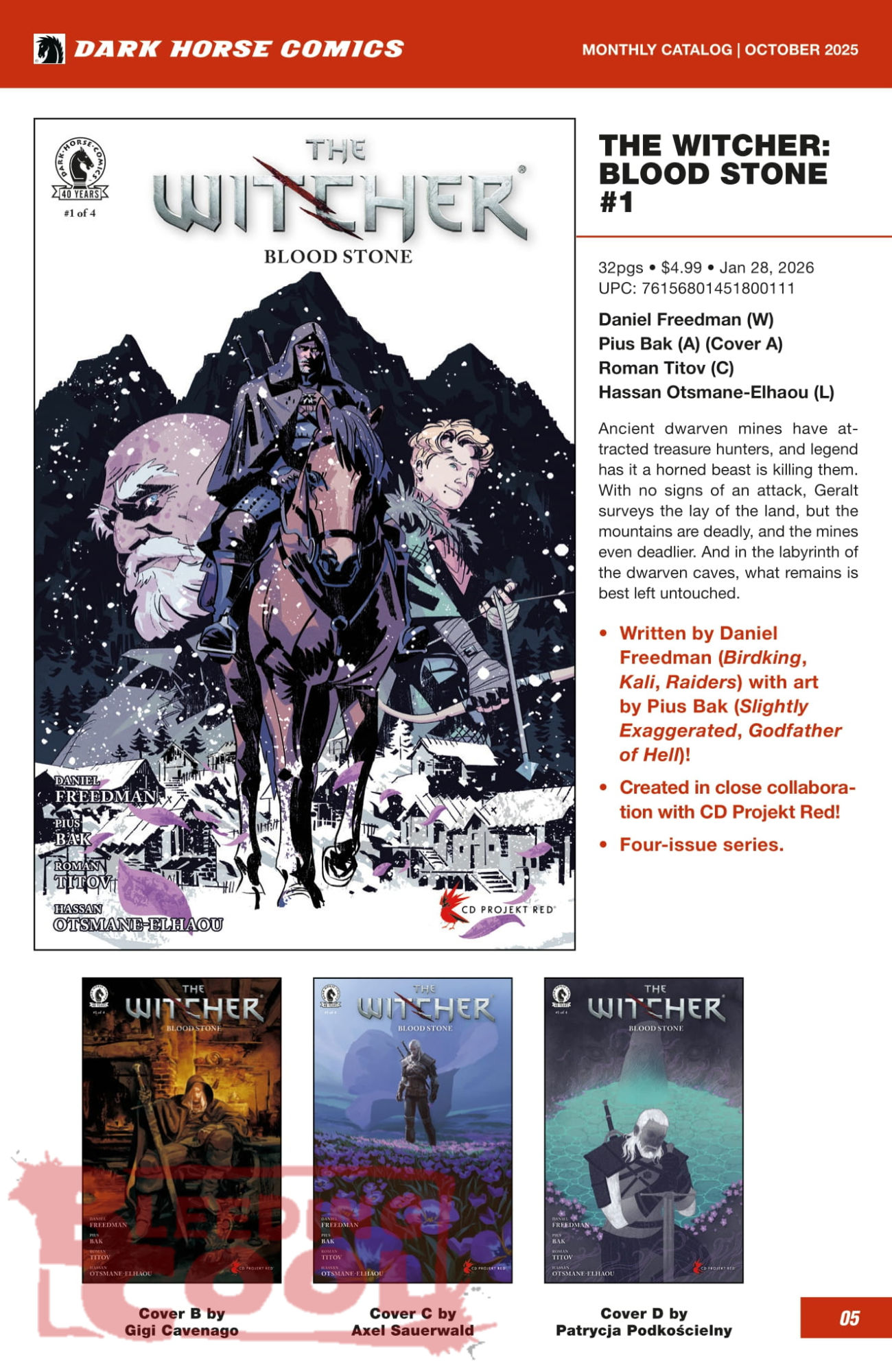 Dark Horse January 2026 Full Solicits- Witcher, Tomb Raider, Cyberpunk