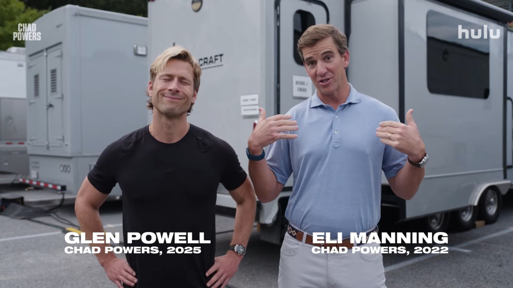 Glen Powell, Eli Manning Check In From The "Chad Powers" Multiverse