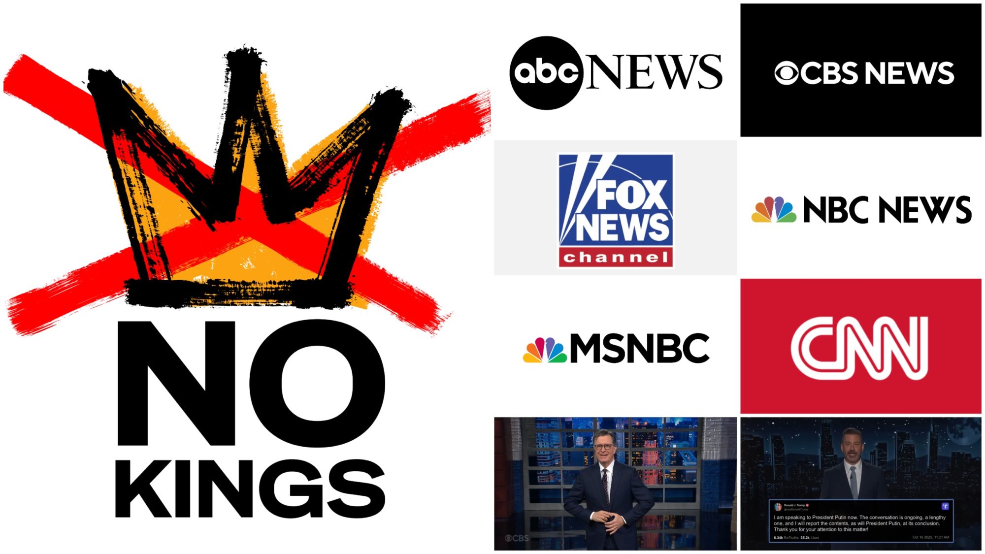 No Kings: ABC, NBC, CBS, FOX News, MSNBC & CNN Ready Coverage